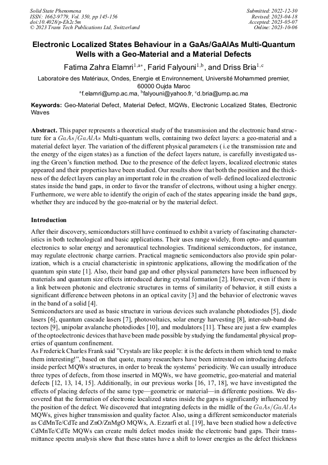 Electronic Localized States Behaviour in a GaAs/GaAlAs Multi-Quantum ...