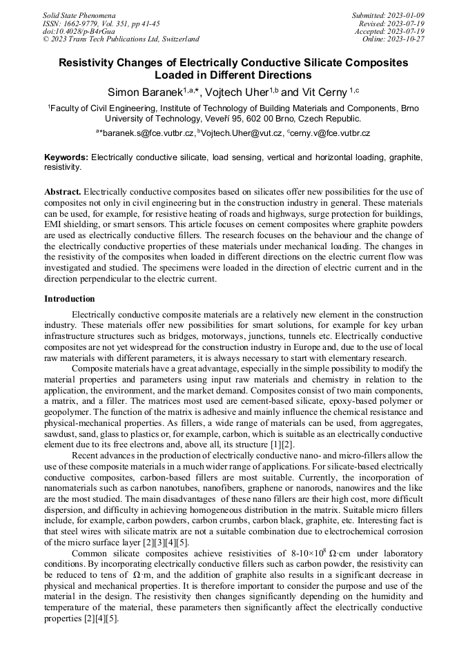 Resistivity Changes of Electrically Conductive Silicate Composites ...