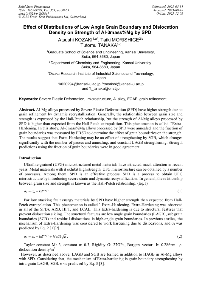 Effect of Distributions of Low Angle Grain Boundary and Dislocation ...