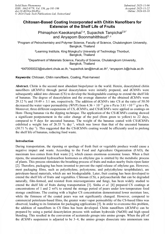 Chitosan-Based Coating Incorporated with Chitin Nanofibers for ...