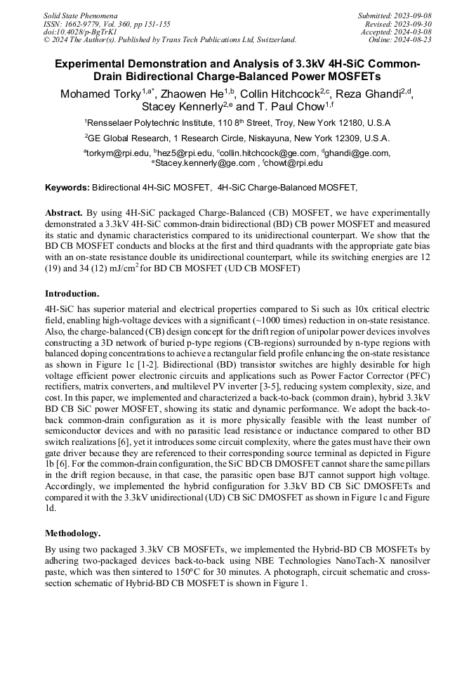 Experimental Demonstration and Analysis of 3.3kV 4H-SiC Common-Drain ...