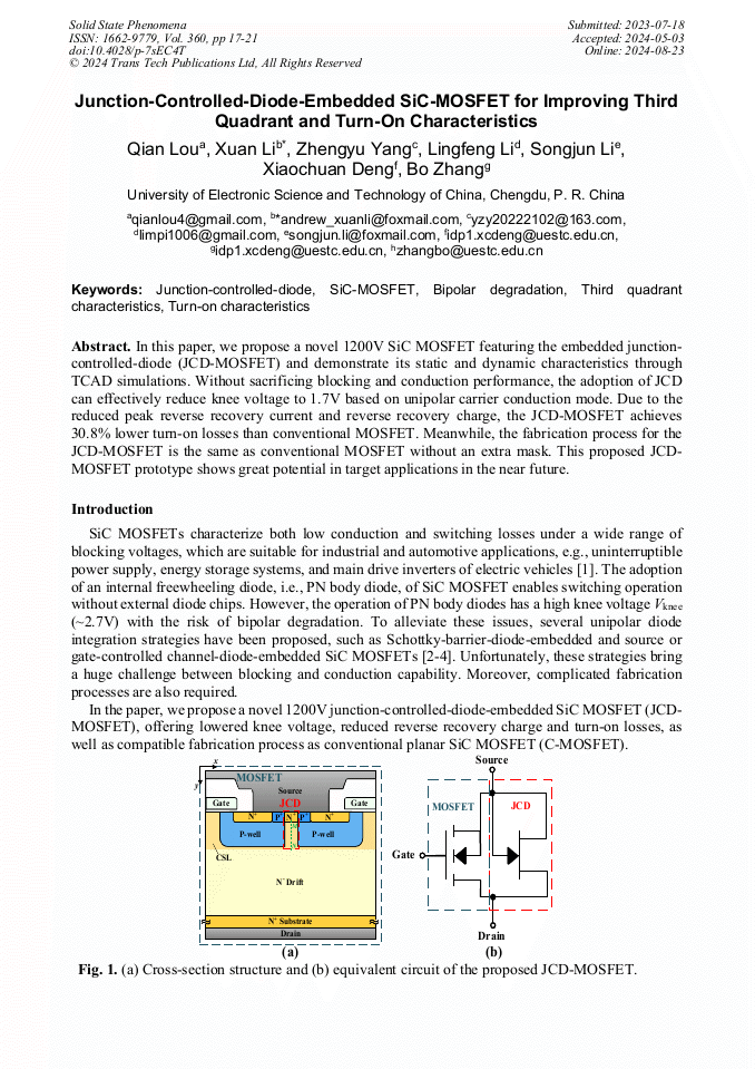 Junction-Controlled-Diode-Embedded SiC-MOSFET for Improving Third ...