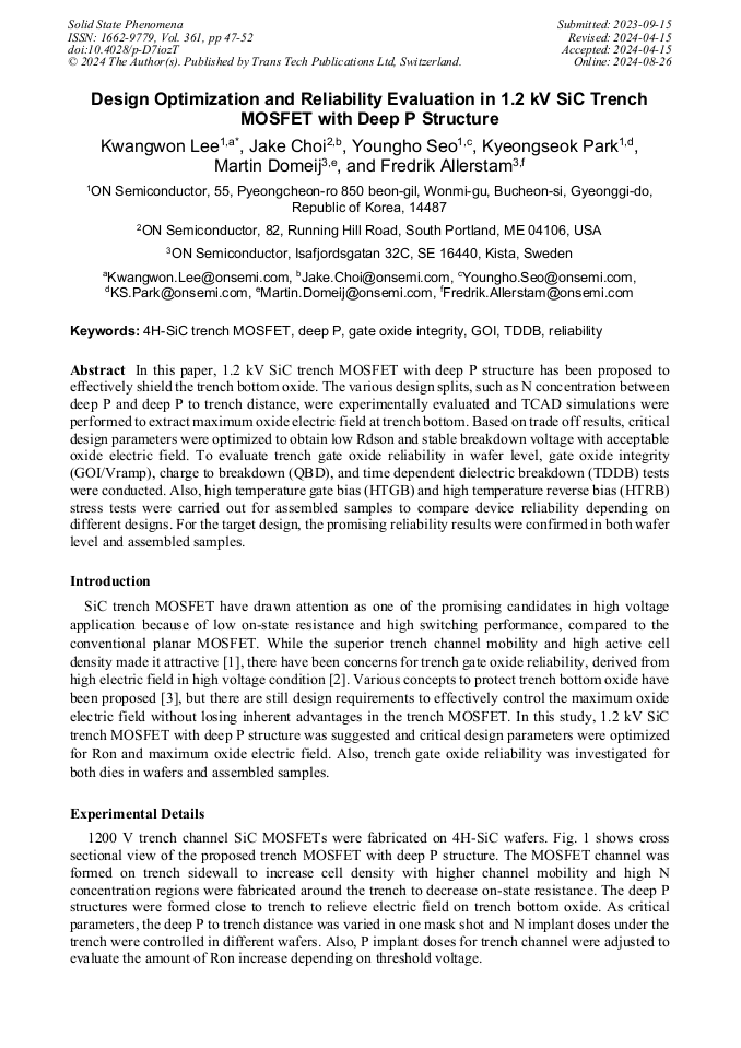 Design Optimization and Reliability Evaluation in 1.2 kV SiC Trench ...