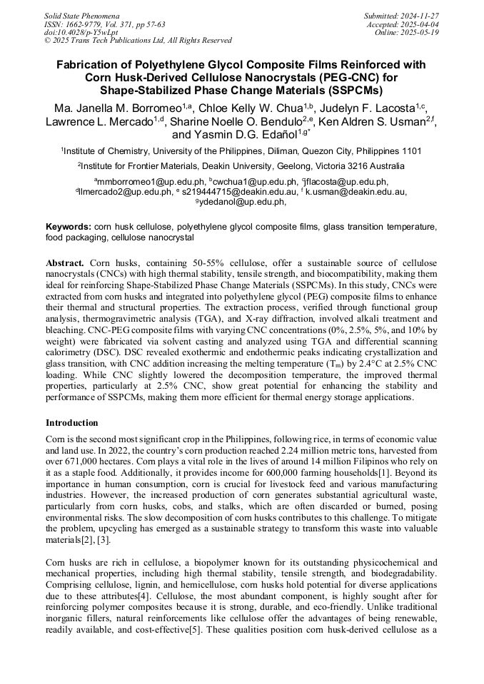 Fabrication of Polyethylene Glycol Composite Films Reinforced with Corn ...