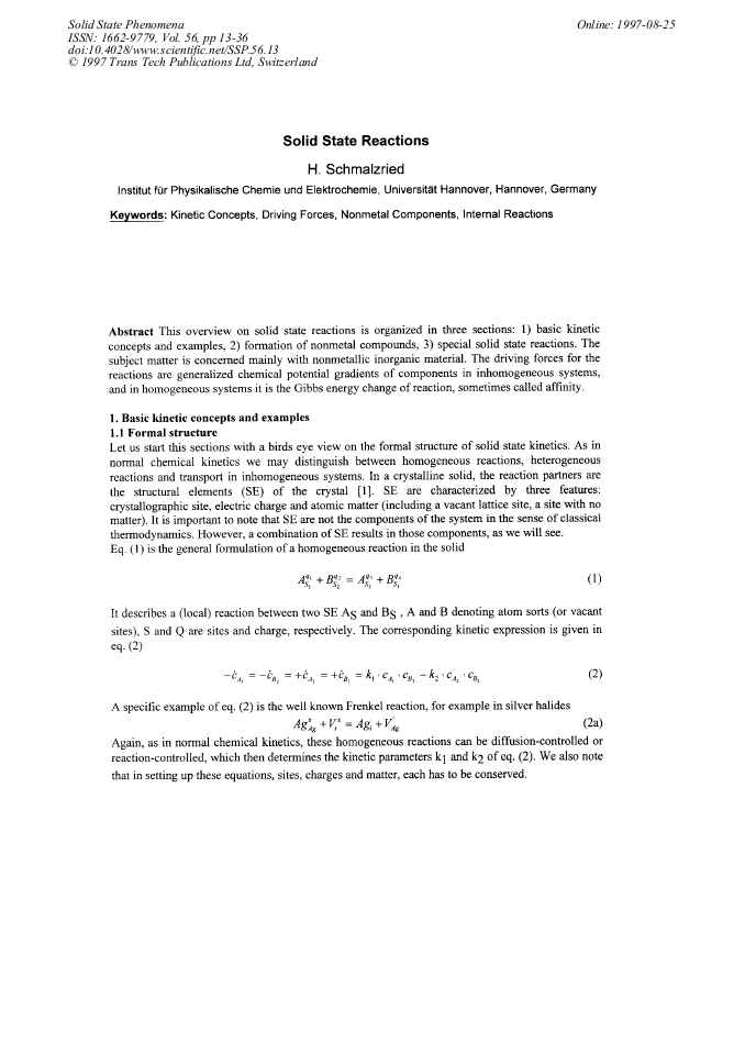 Solid State Reactions | Scientific.Net