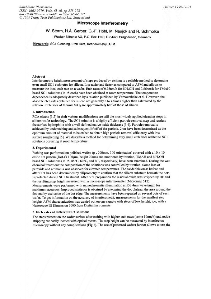 Determination of SC1 Etch Rates at Low Temperatures with Microscope ...