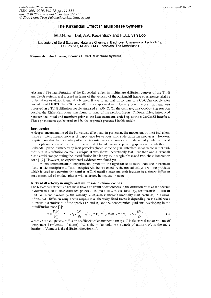 The Kirkendall Effect in Multiphase Systems | Scientific.Net