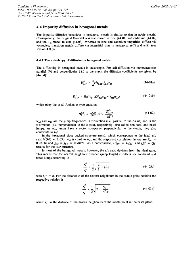Impurity Diffusion: Impurity Diffusion in Hexagonal Metals | Scientific.Net