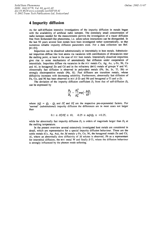 Impurity Diffusion: Empirical Correlations | Scientific.Net